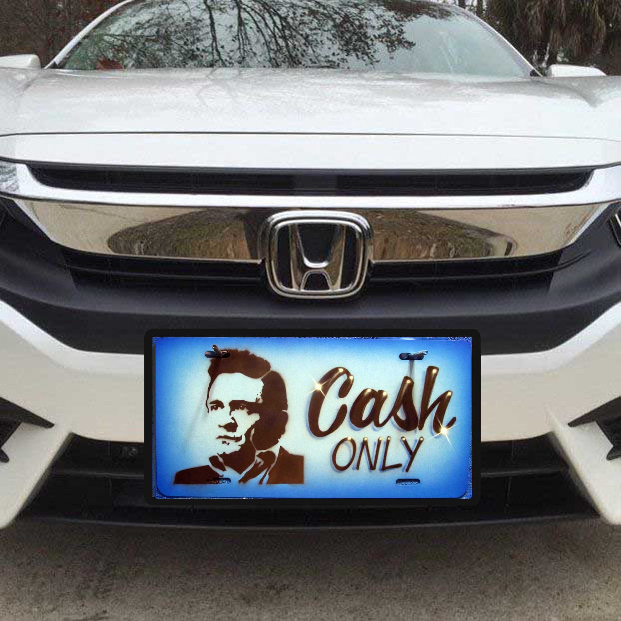 Airbrushed Johnny Cash "cash Only" License Plate: Custom Metal Sign - Etsy