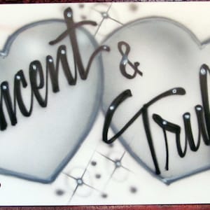 Romantic Gift | Double Hearts | License Plate | Airbrush Car Tag ...
