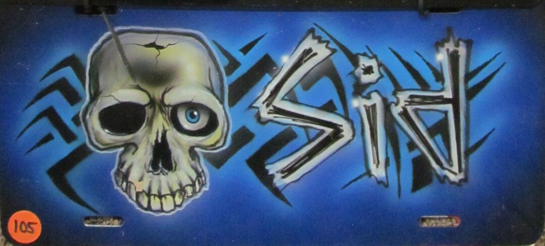 Custom Airbrushed License Plate With Skull and Tribal Design ...