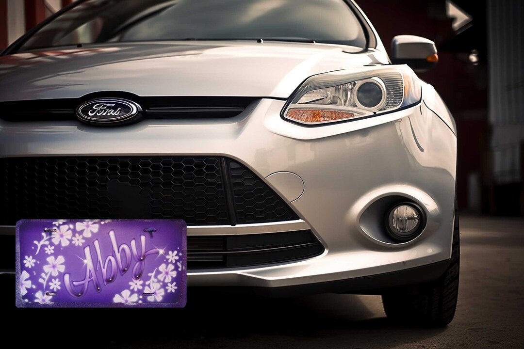 License Plate Custom Airbrushed Floral Colorful Tropical Flower Car Tag ...