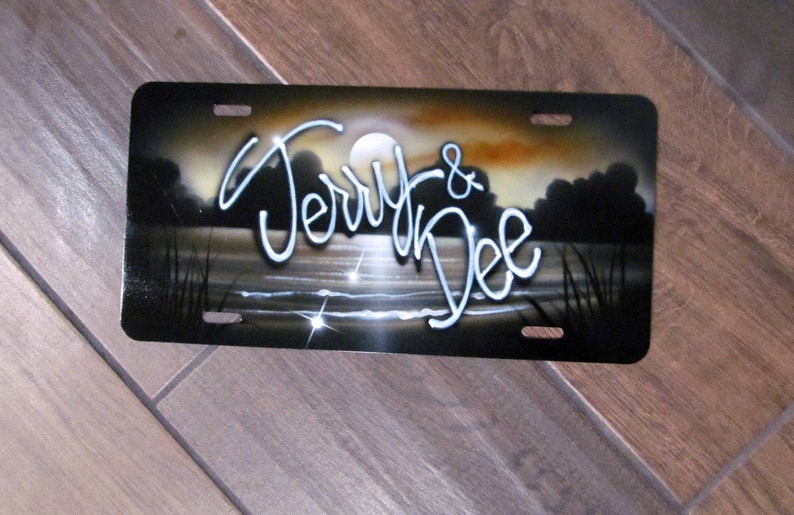Custom Airbrushed Front License Plate Dark Themed Beach Scene - Etsy
