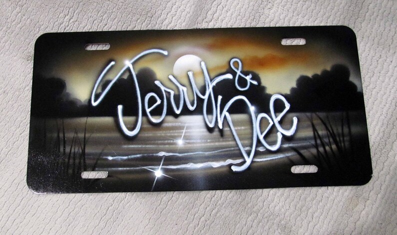 Custom Airbrushed Front License Plate Dark Themed Beach Scene - Etsy