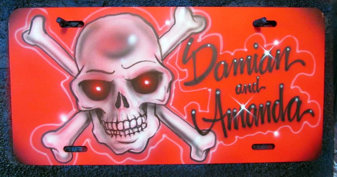Custom Airbrushed Skull License Plate: Personalized Edgy Design - Etsy