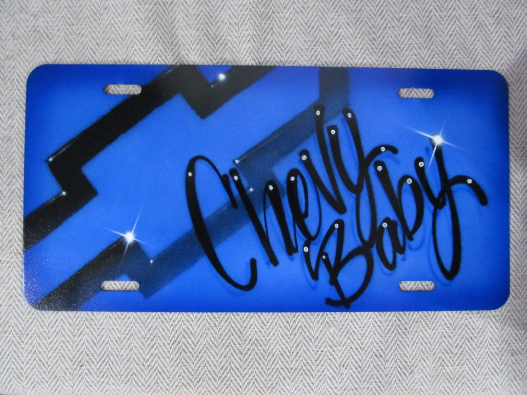 Chevy License Plate Custom Airbrushed Logo Front Vanity Plate Chevy ...