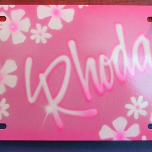 License Plate Airbrushed Floral Colorful Tropical Flower Car Tag Orange ...