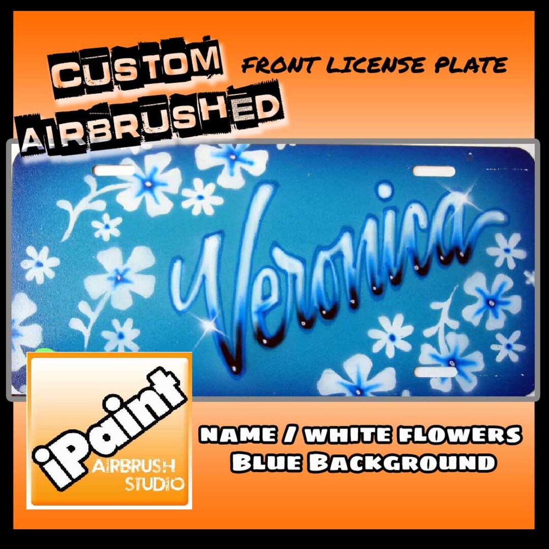 Airbrushed License Plate | Floral License Plate | Tropical Flower Gift ...
