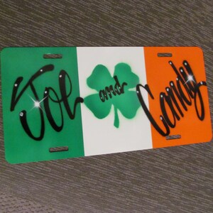 Custom Airbrushed Irish Flag License Plate | Green Four-leaf Clover Car ...