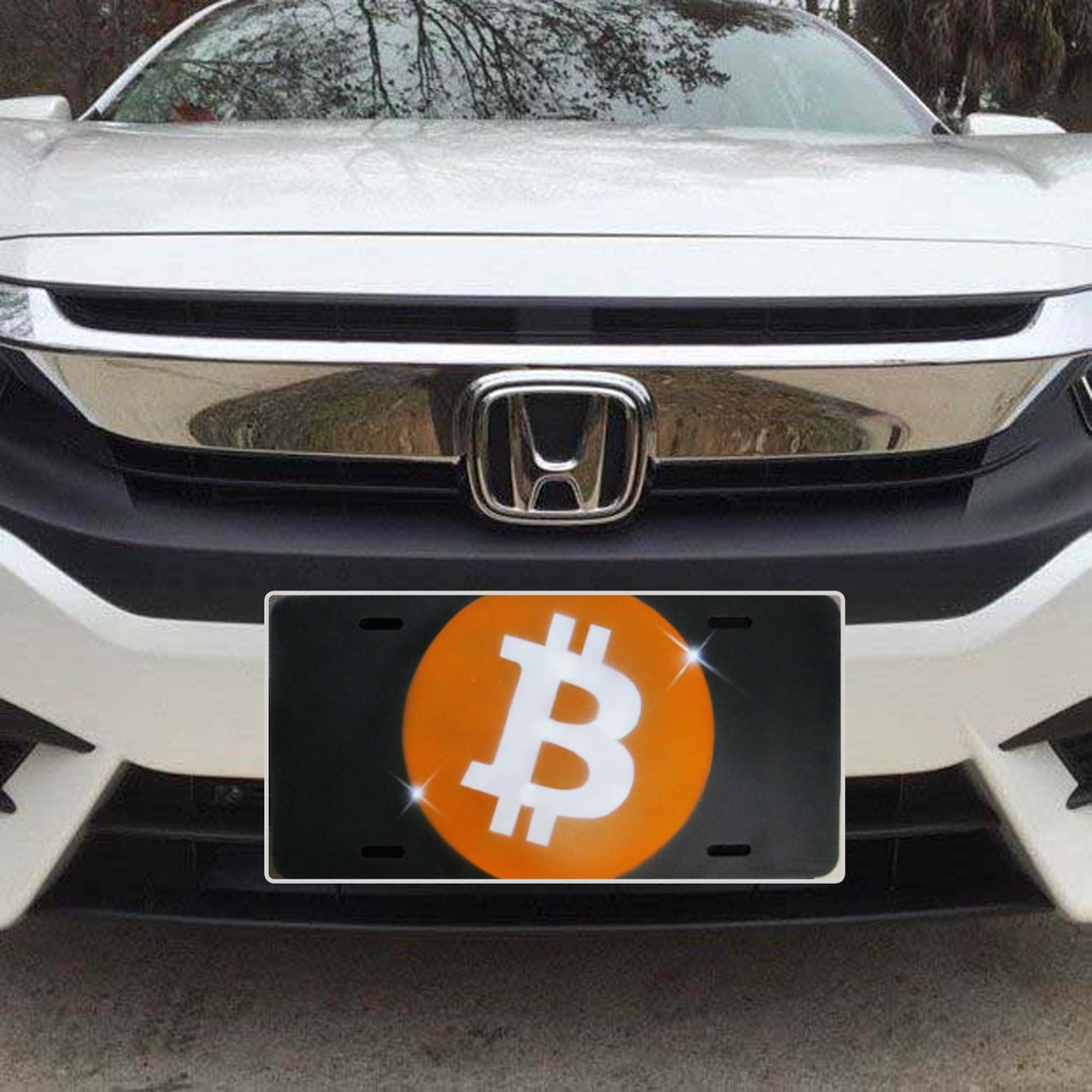 Bitcoin Logo Airbrushed License Plate Crypto Car Accessory Black ...