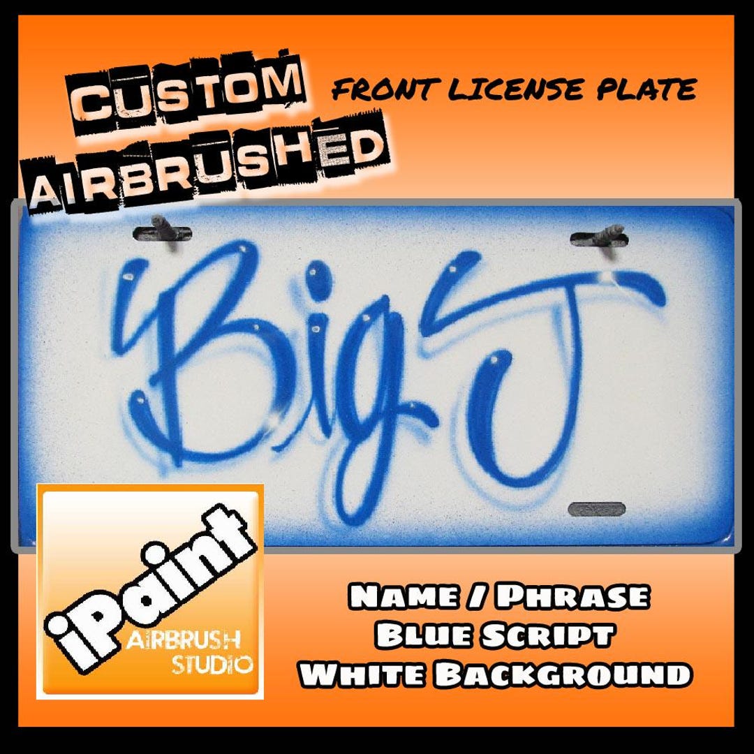 Airbrushed License Plate | Blue Script Name | Personalized Gift ...