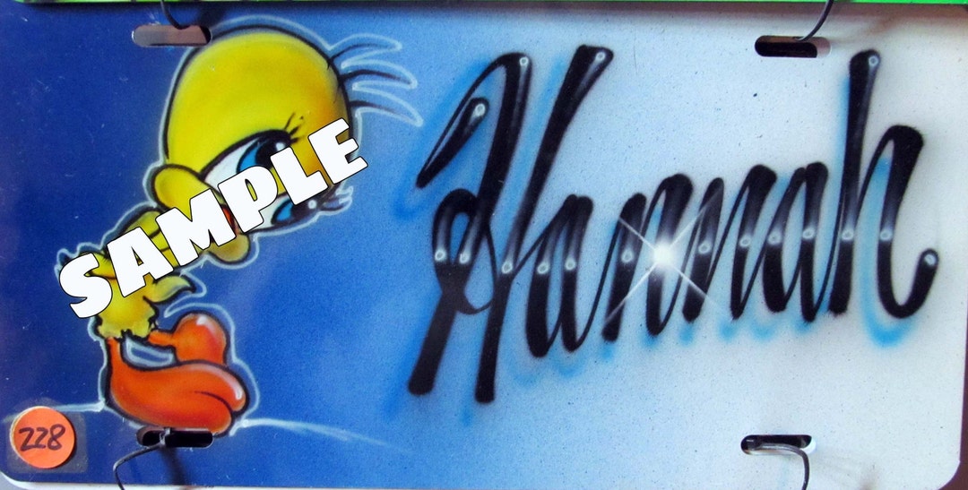 Custom Airbrushed Cartoon Bird License Plate | Personalized Name Tag ...