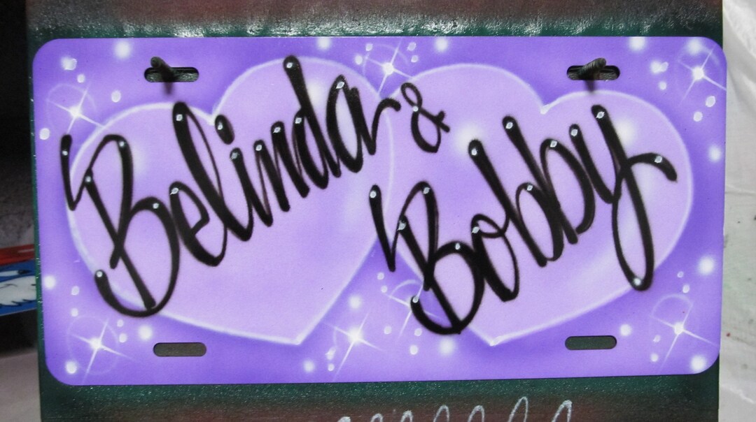Custom Airbrushed Front License Plate Personalized Gift Purple Double ...