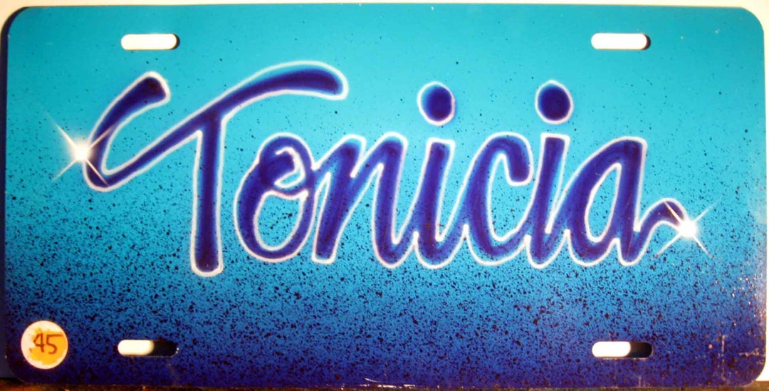 Custom Airbrushed Name License Plate | Two-color Car Tag | Hand-painted ...