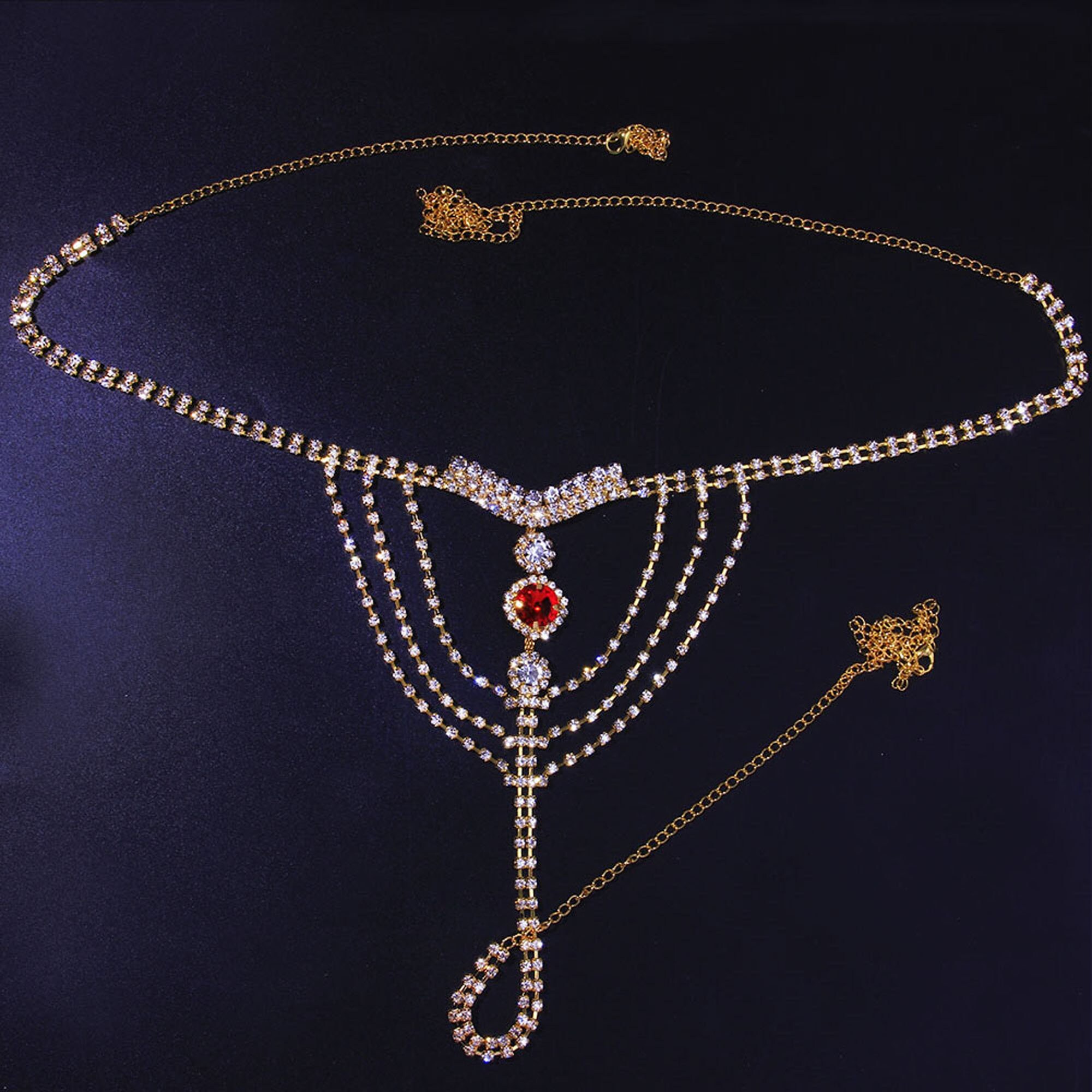 Sexy Crystal Rhinestone Chest Breast Chain Body Chain Etsy