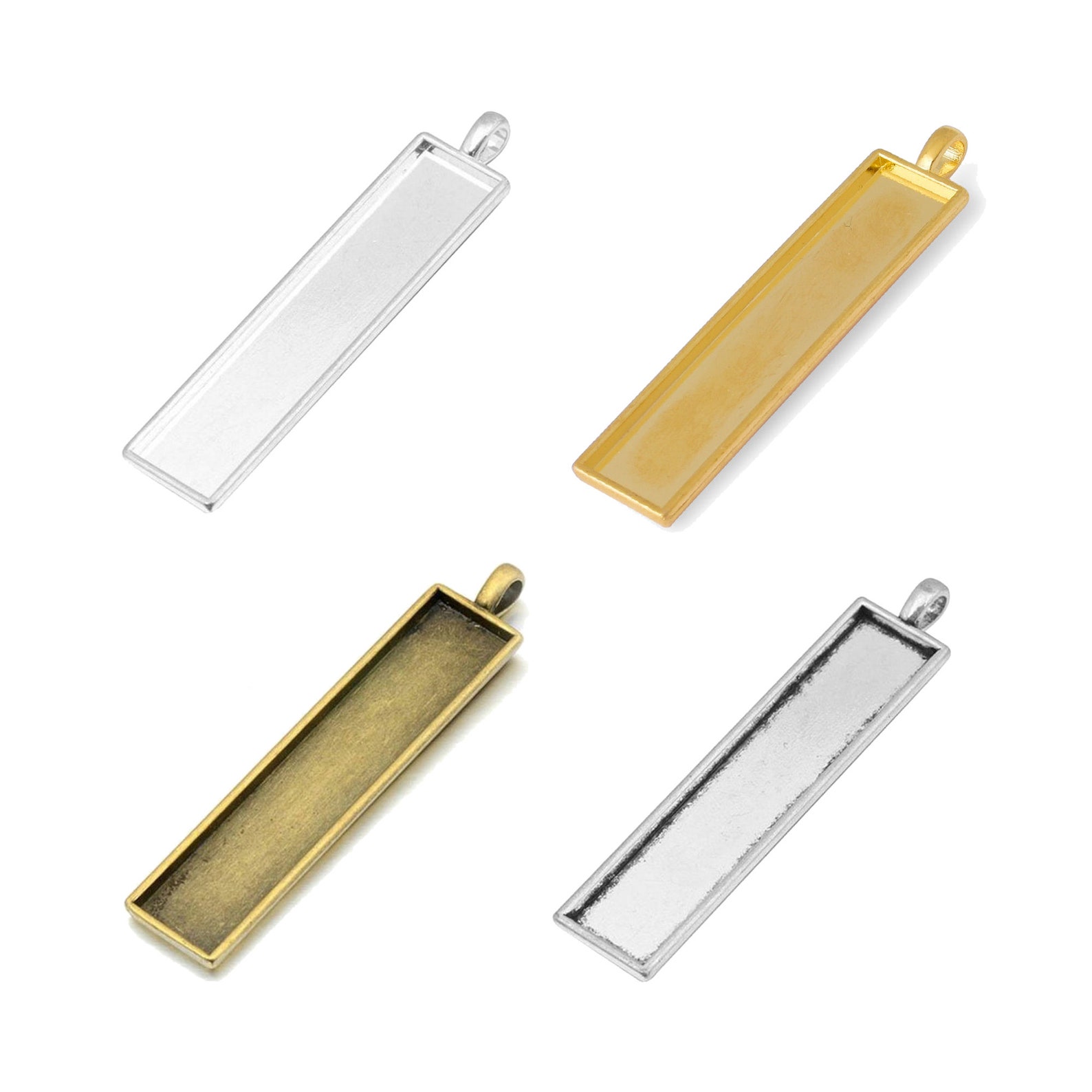 10x50mm Rectangular Pendant Tray Blank Base Cameo Cabochon - Etsy