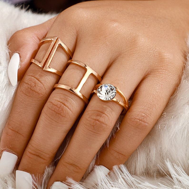 3 Piece Unique Rings Zirconia Stackable Ring Set Stack Ring | Etsy