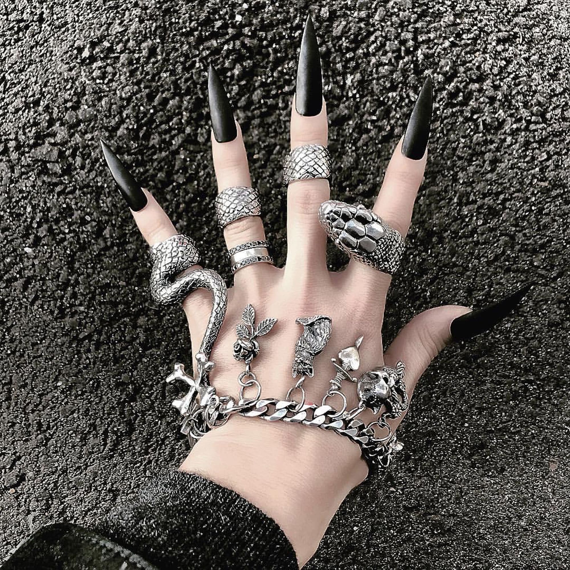 4 Piece Unique Retro Ring Heavy Metal Ring Dark Gothic Ring - Etsy UK
