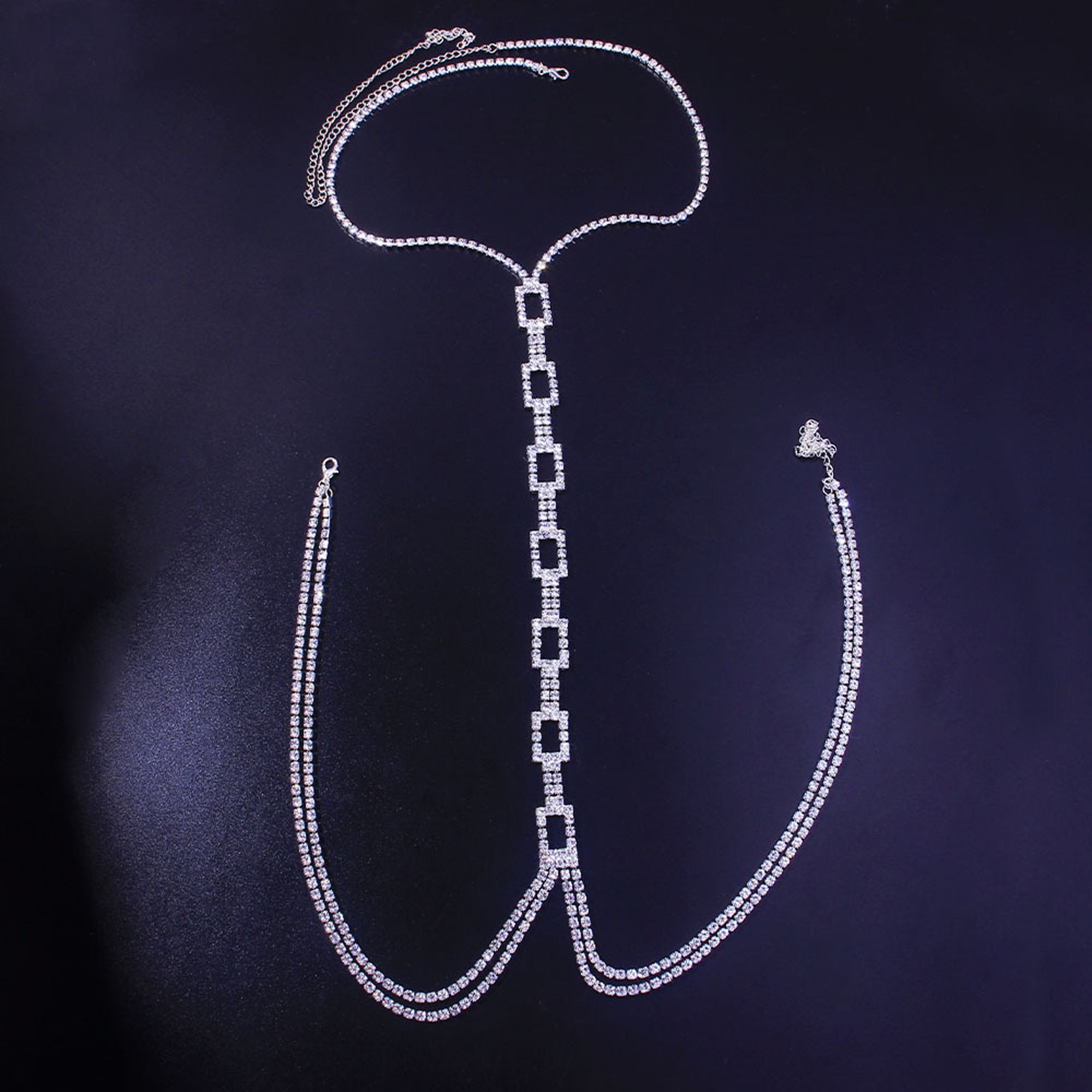 Crystal Rhinestone Breast Chest Chain Body Chain And Waist Etsy