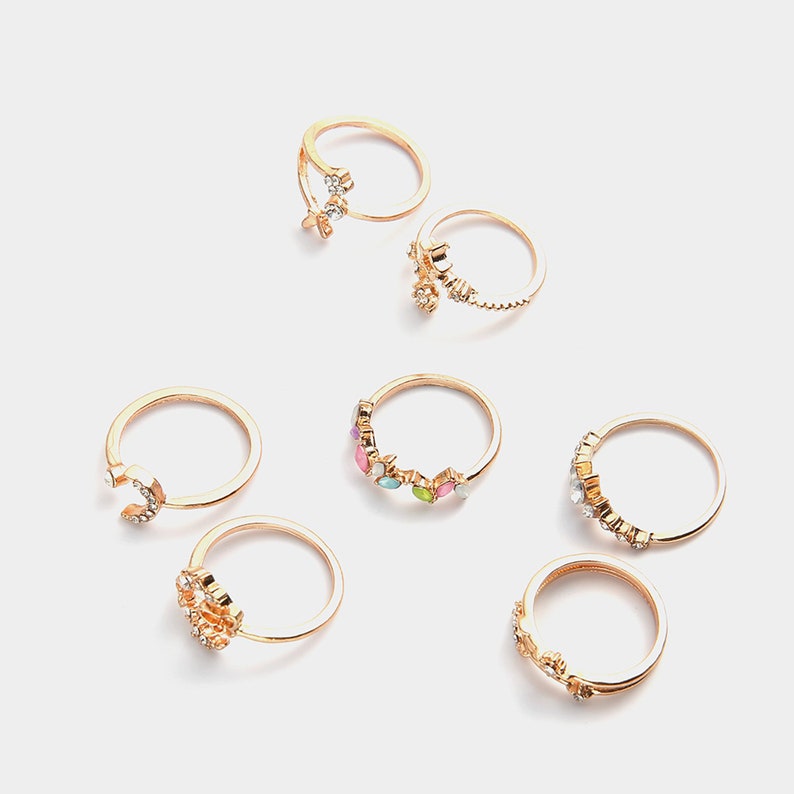 7 Piece Unique Boho Ring Set Vintage Boho Ring Set Bohemian | Etsy