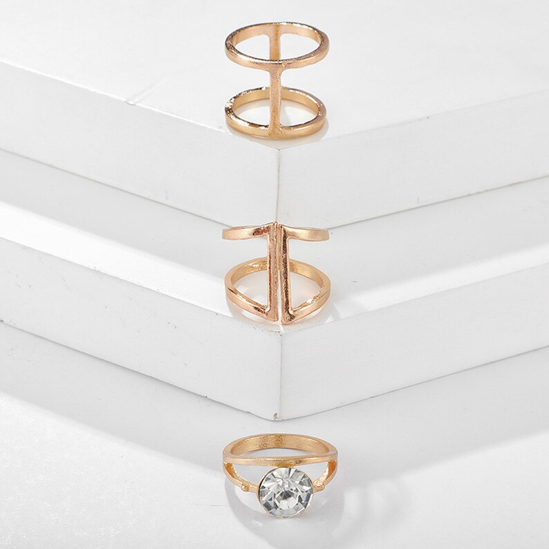 3 Piece Unique Rings Zirconia Stackable Ring Set Stack Ring | Etsy