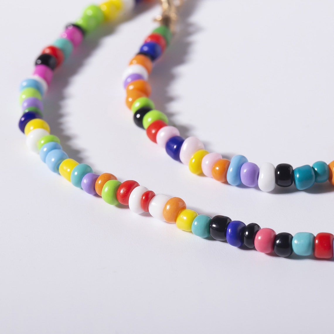 Boho Bunte Bunte Regenbogen Perlen Perlen Kette Perlen Charm | Etsy