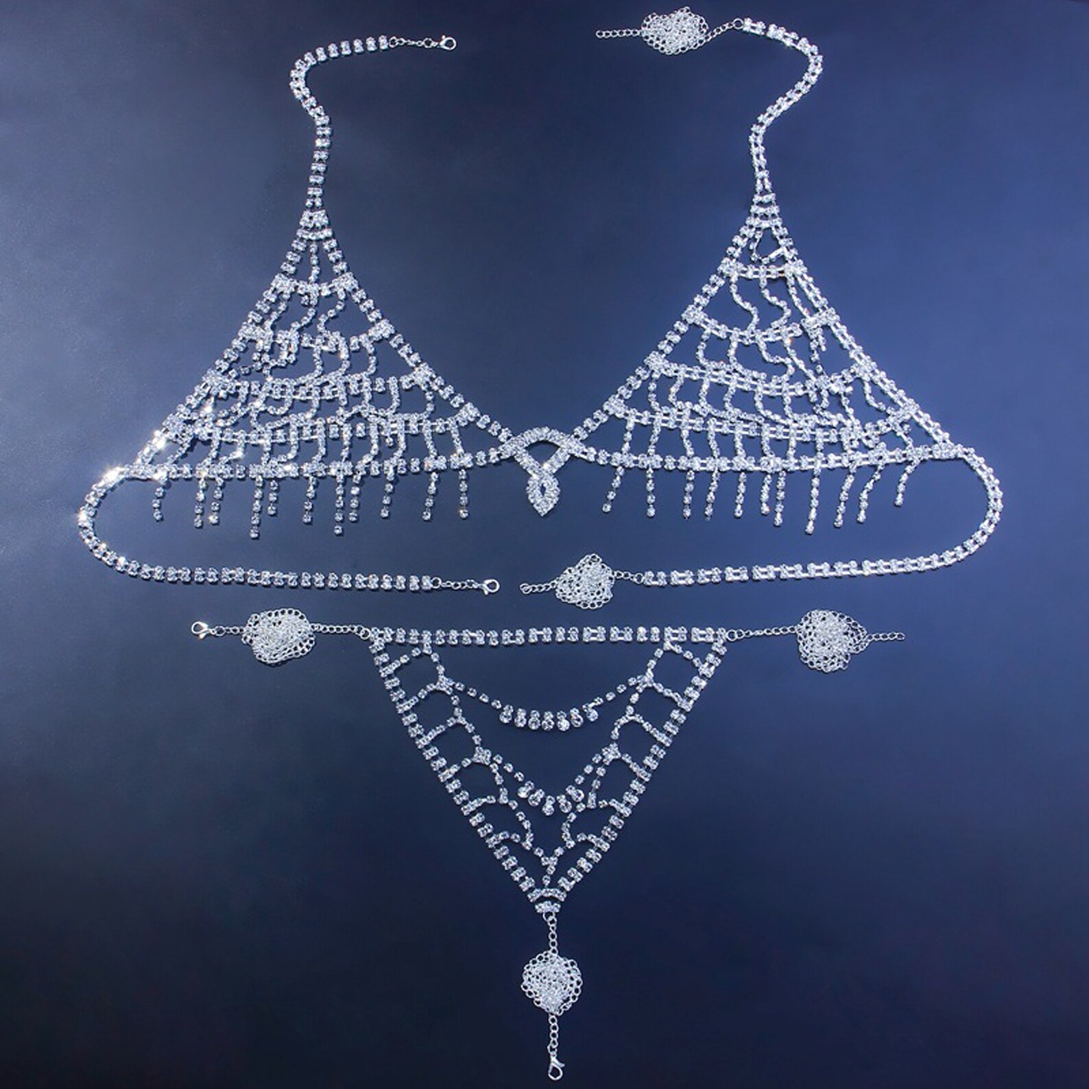 Sexy Crystal Rhinestone Body Chain Jewelry Lingerie Set Etsy