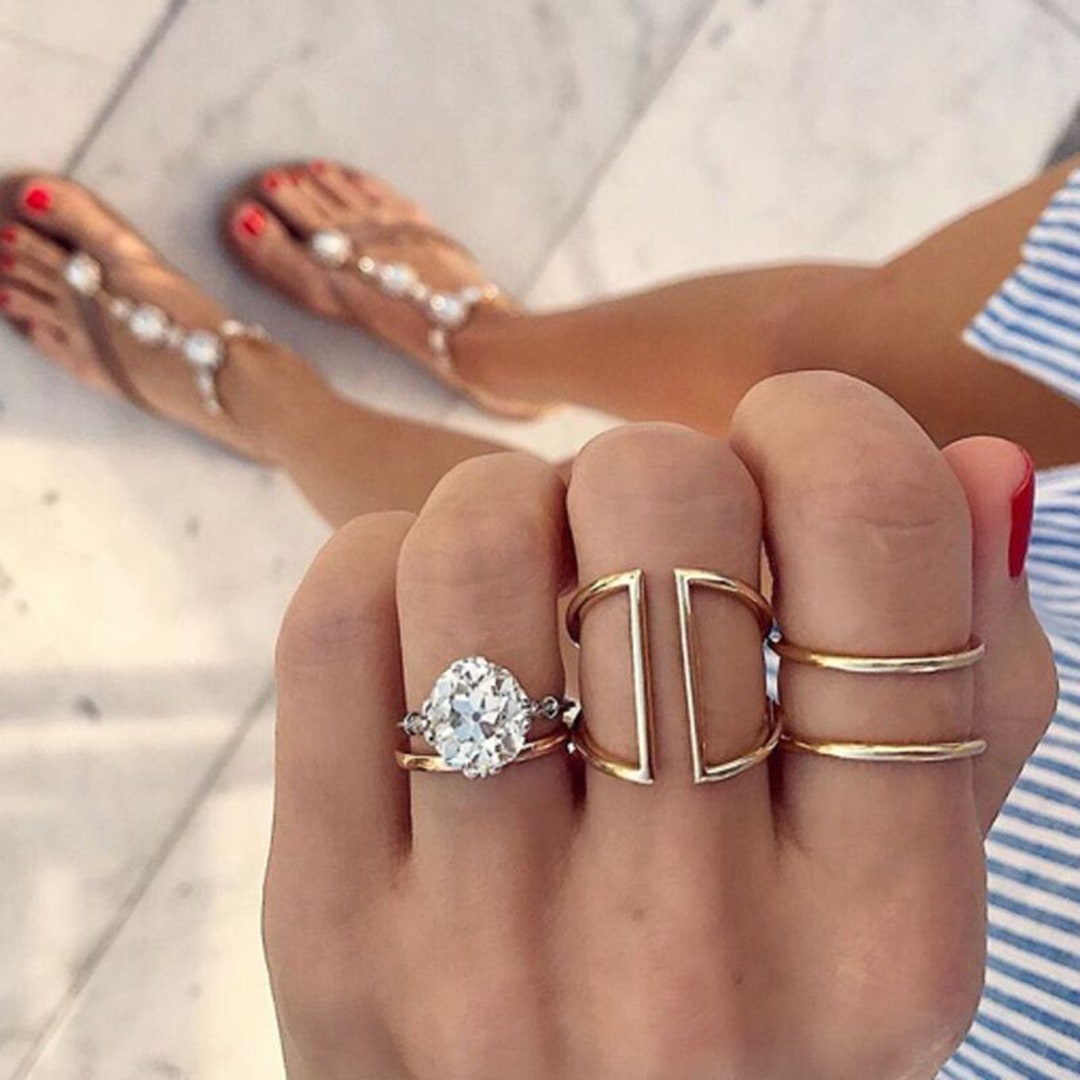 3 Piece Unique Rings Zirconia Stackable Ring Set Stack Ring - Etsy