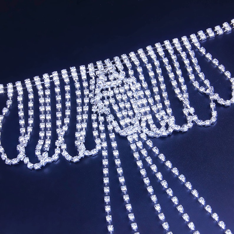 Sexy Crystal Rhinestone Breast Chest Nipple Body Chain Tassel Etsy Uk