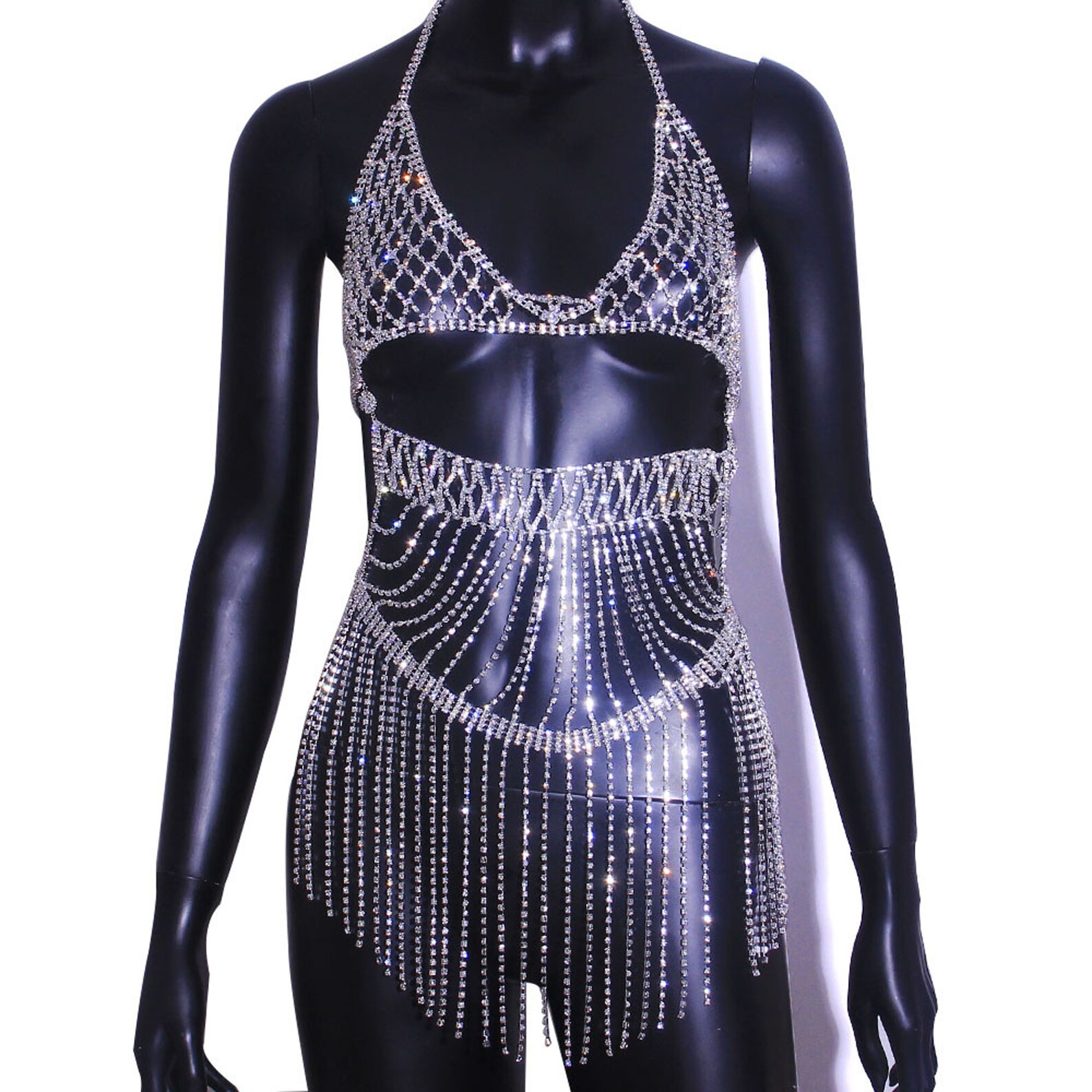 Crystal Rhinestone Tassel Body Chain Dress Dress Body Chain Etsy