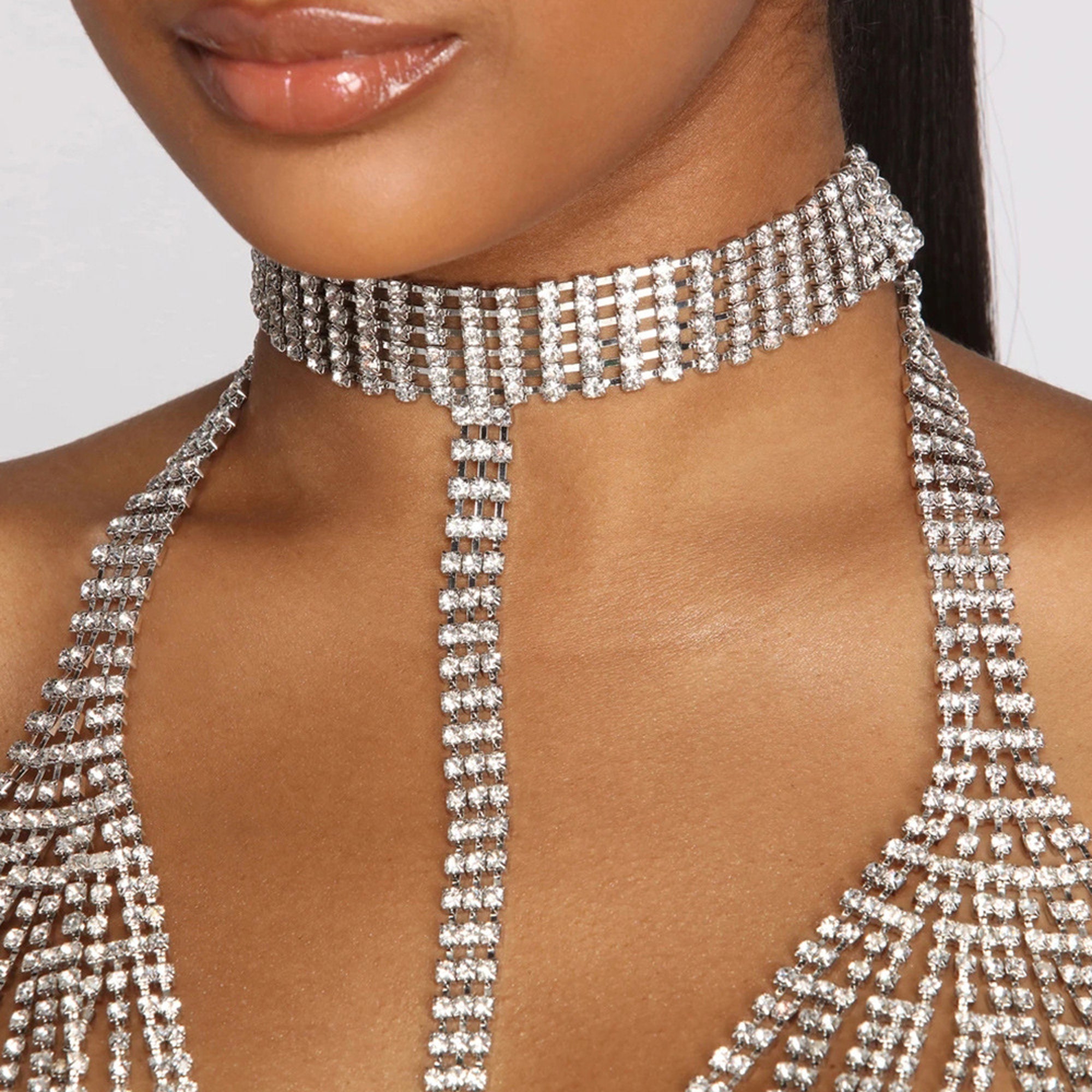 Crystal Rhinestone Tassel Body Chain Bralette Chain Bra Etsy