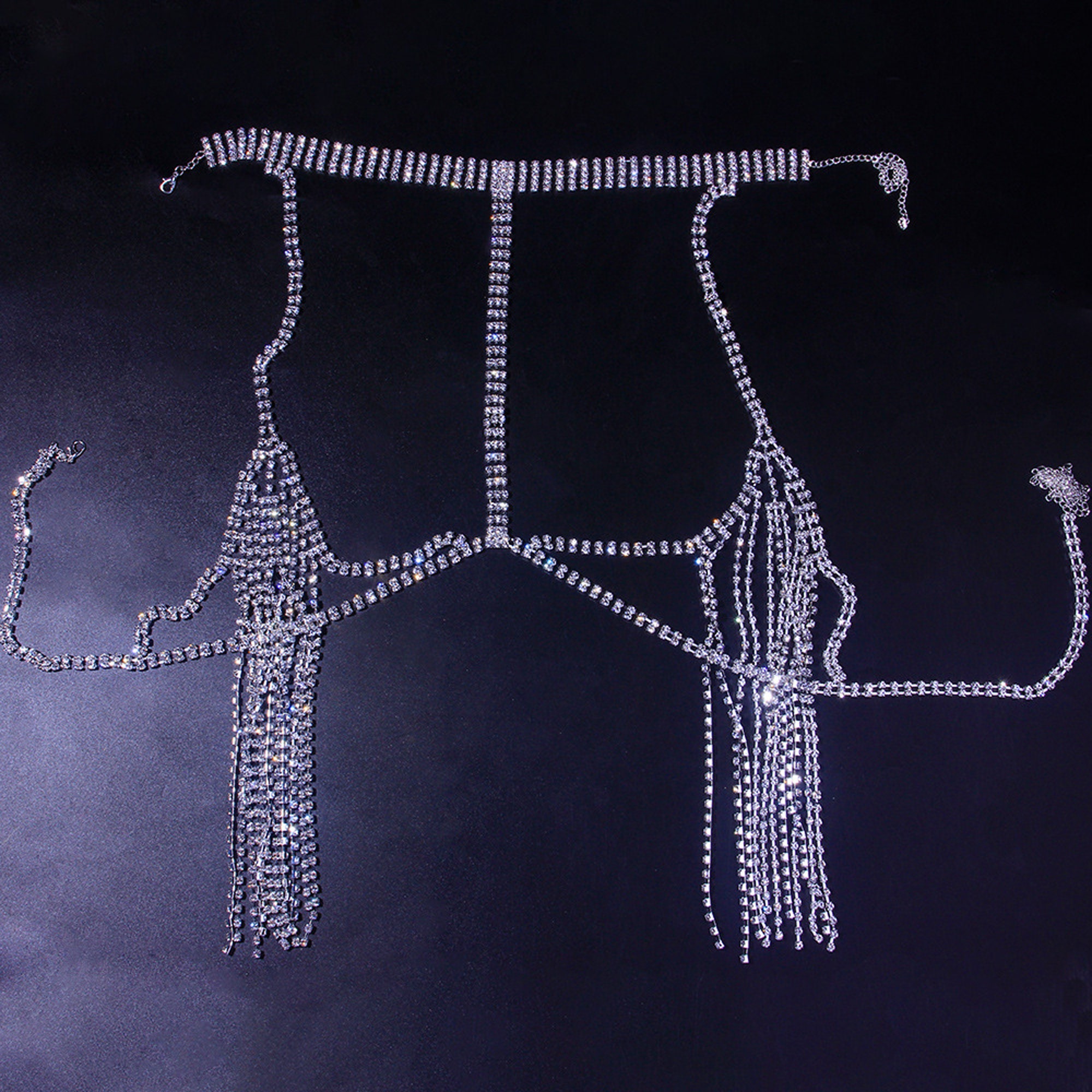 Crystal Rhinestone Tassel Body Chain Bralette Chain Bra | Etsy