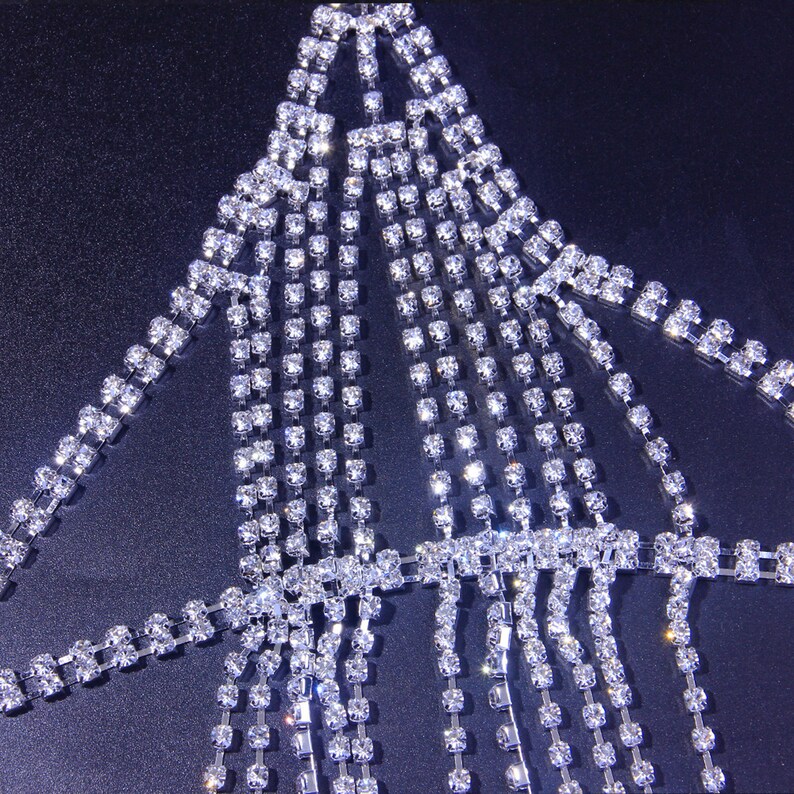Crystal Rhinestone Tassel Body Chain Bralette Chain Bra Etsy