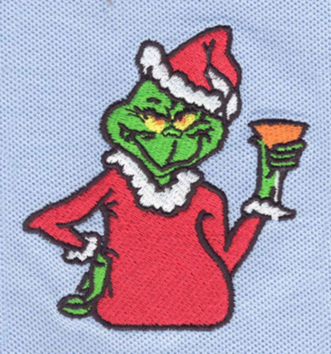 Cocktail Grinch Embroidery .PES Design - Etsy