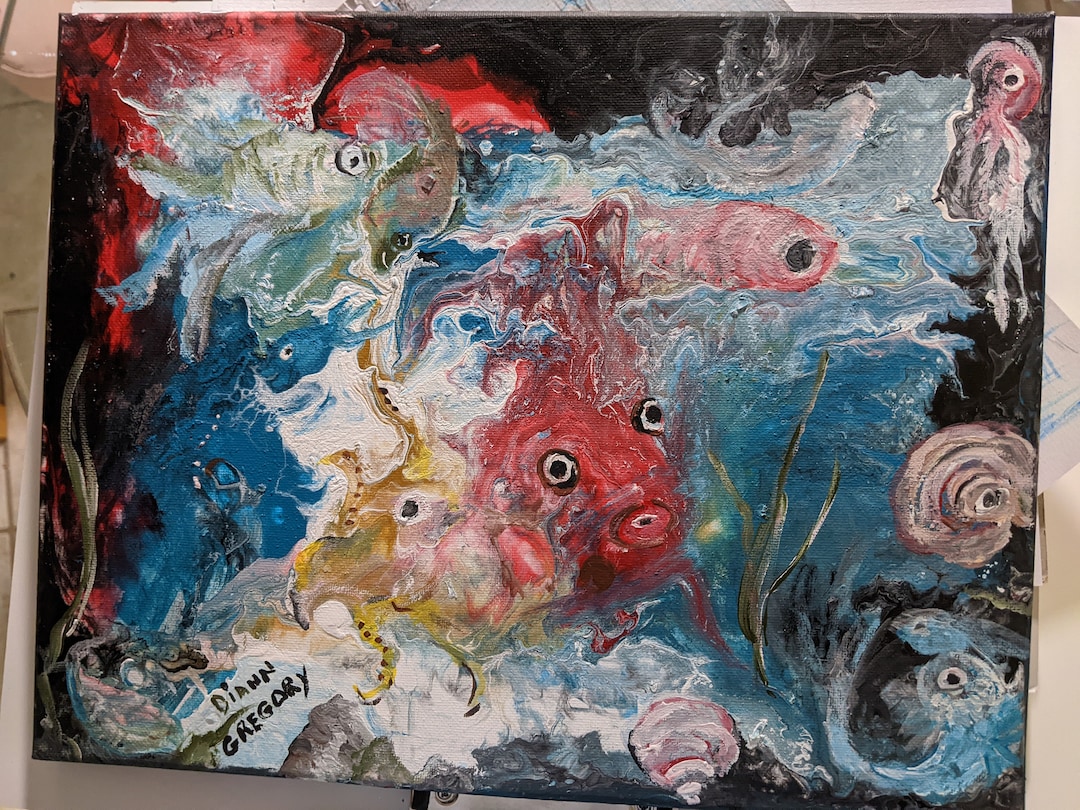 Resin, Acrylic Pour Fish, Ocean Life Wall Decor - Etsy