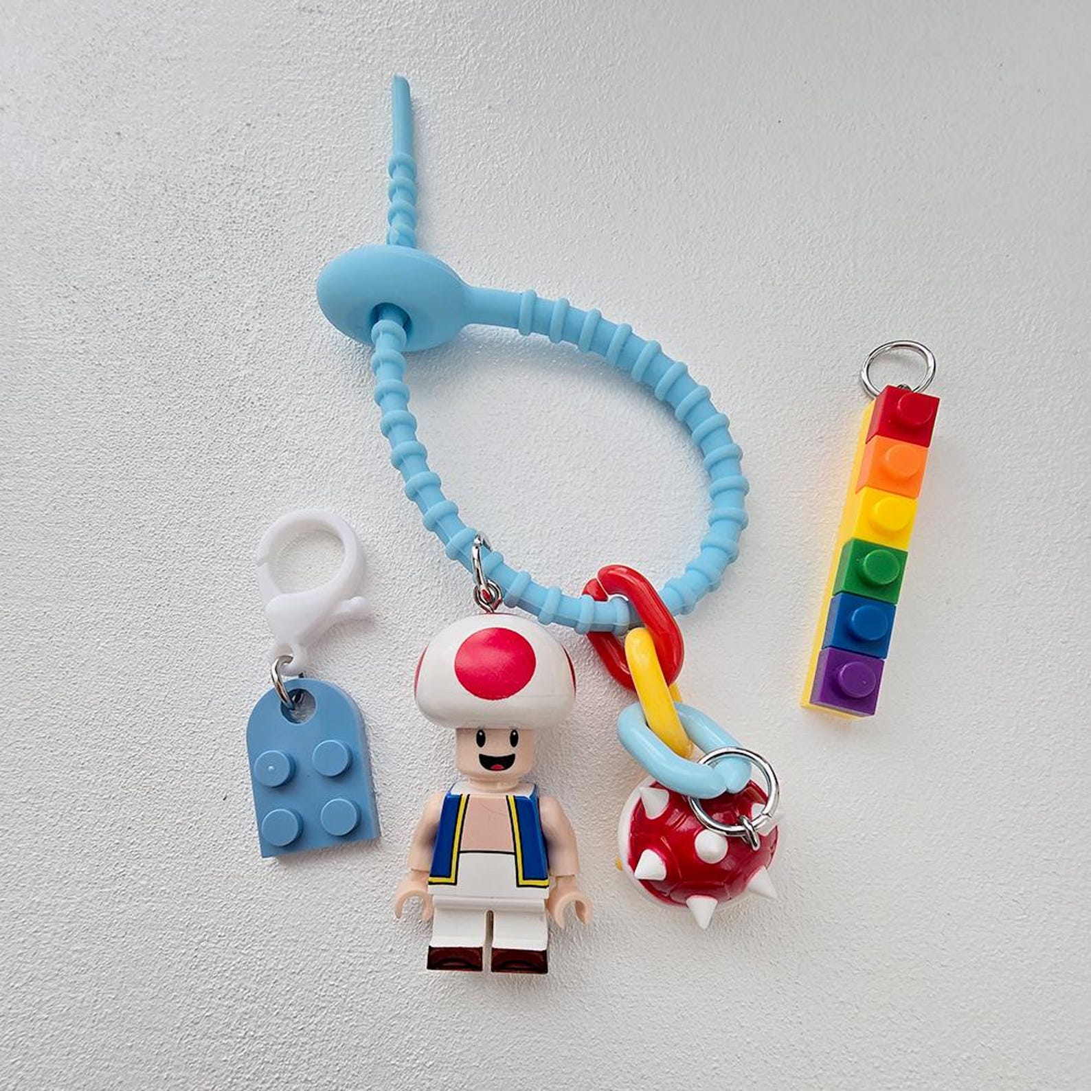 Toad Figure Keychain Set – Block Character Keyring and Bag Charm ...