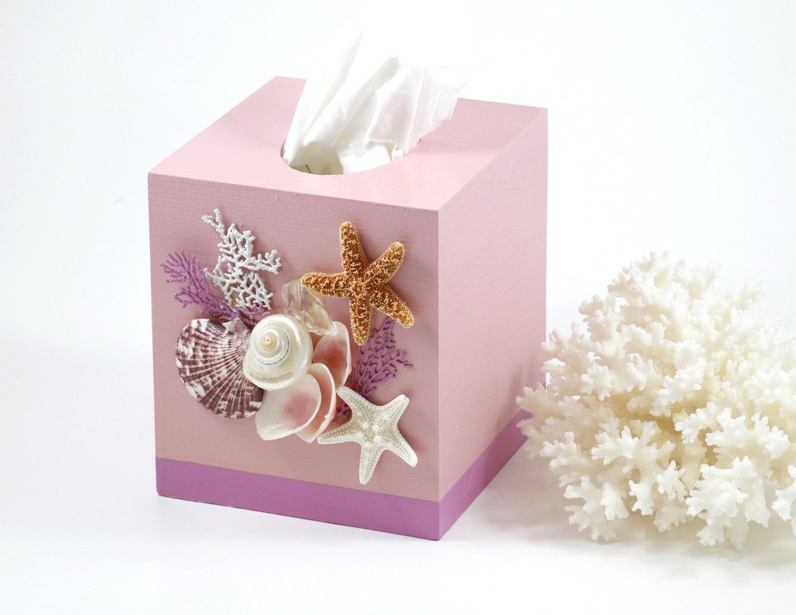 Seashell Tissue Box Cover, Beach Decor, Shell Tissue Box, Nautical ...