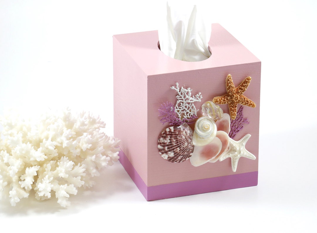 Seashell Tissue Box Cover, Beach Decor, Shell Tissue Box, Nautical ...