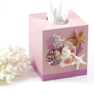 Seashell Tissue Box Cover, Beach Decor, Shell Tissue Box, Nautical ...