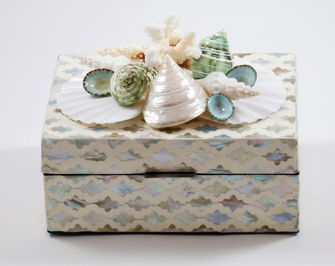 Seashell Box, Beach Decor, Shell Box, Jewelry Box, Trinket Box, Ocean ...