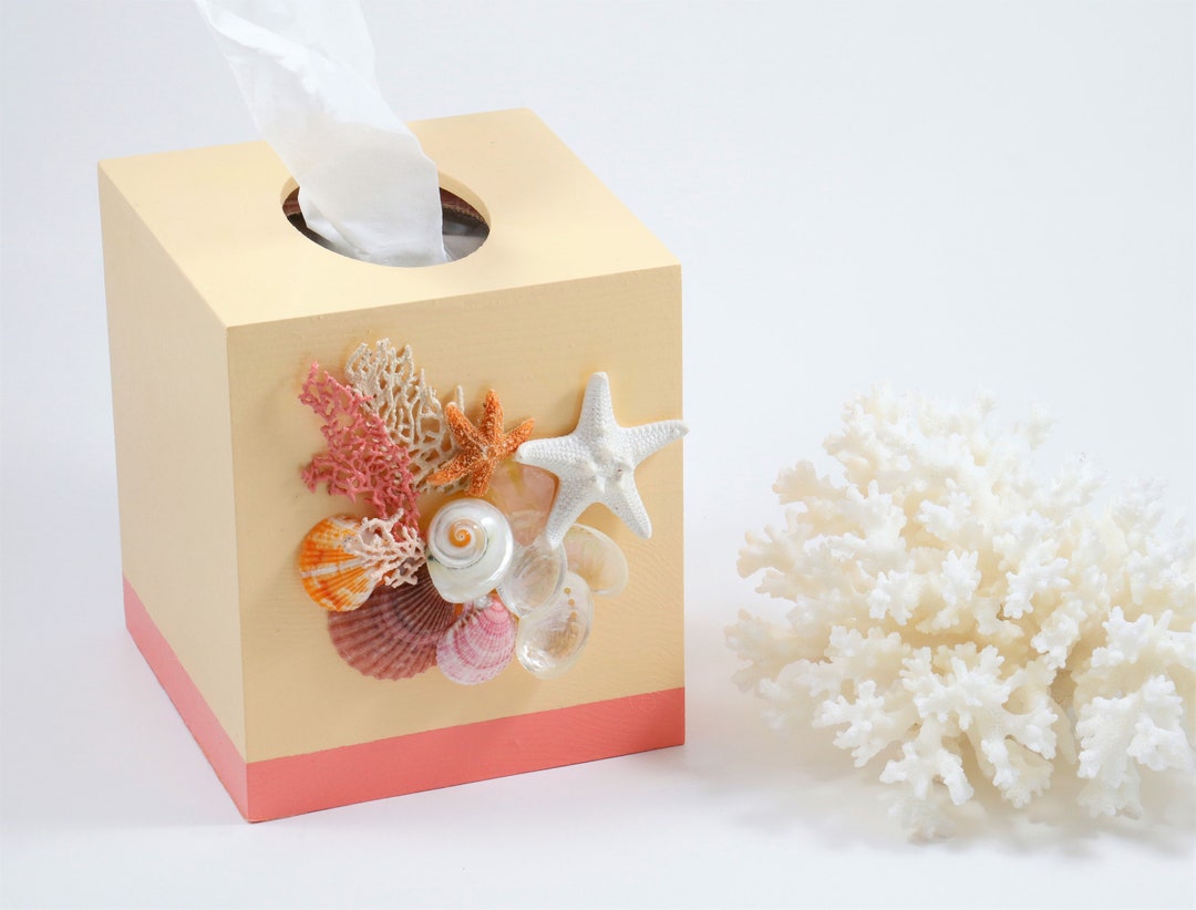 Seashell Tissue Box Cover, Beach Decor, Shell Tissue Box, Nautical ...