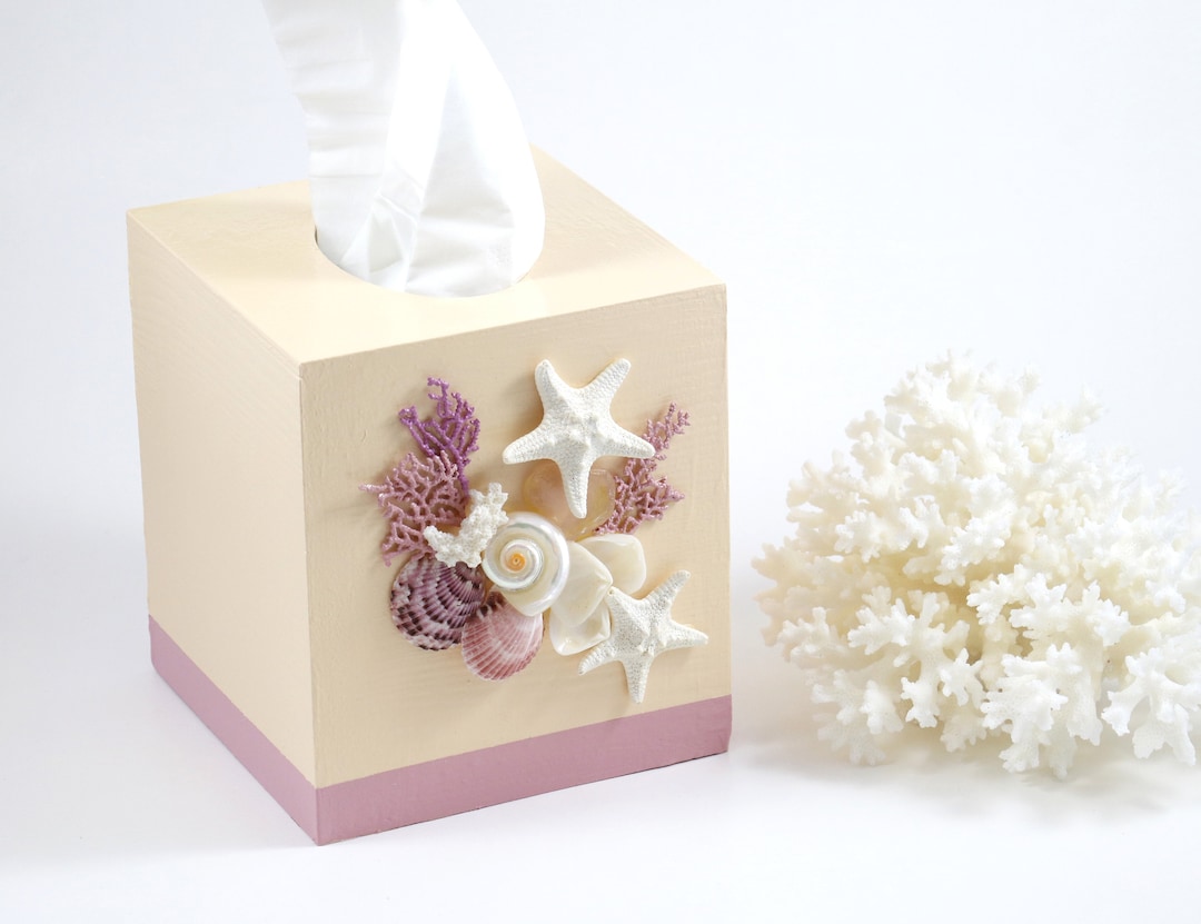Seashell Tissue Box Cover, Beach Decor, Shell Tissue Box, Nautical ...