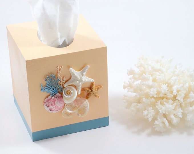 Seashell Tissue Box Cover, Beach Decor, Shell Tissue Box, Nautical ...