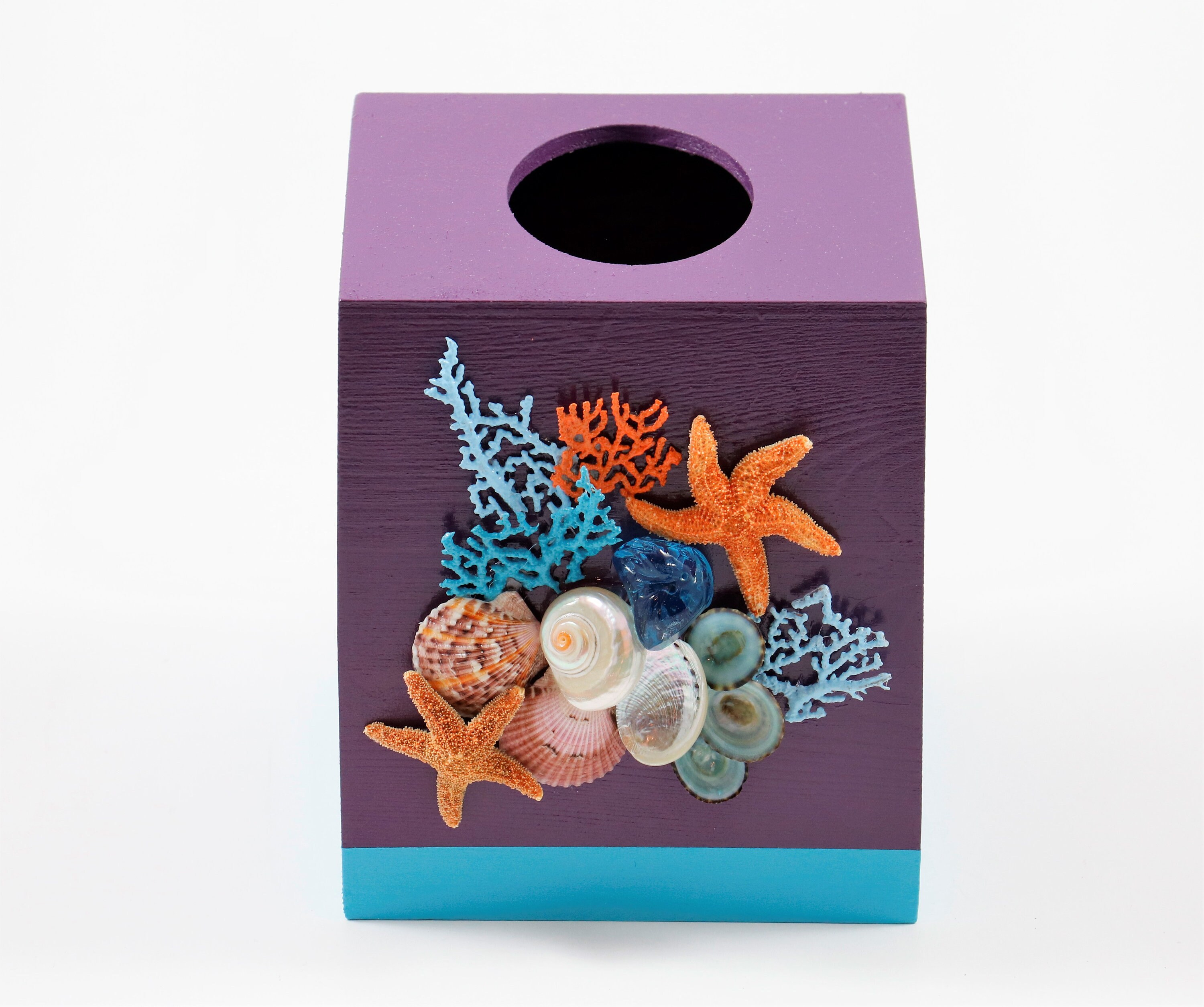 Shell Tissue Box Cover, Beach Decor, Beach Tissue Box, Nautical Decor ...