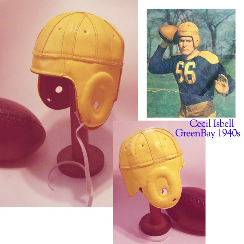 1940 Green Bay Packer Leather Football Helmet Full Size Adult - Etsy
