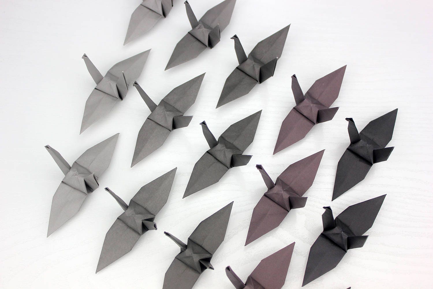 1000 Gray Origami Crane Large Paper Bird Grey Shades Color Cranes for ...
