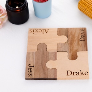 Personalised Wood Puzzle Coaster Cup Pad Wood Coaster Puzzle Coaster ...