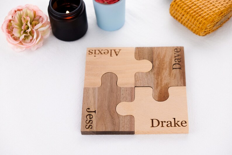 Personalised Wood Puzzle Coaster Cup Pad Wood Coaster Puzzle Coaster ...