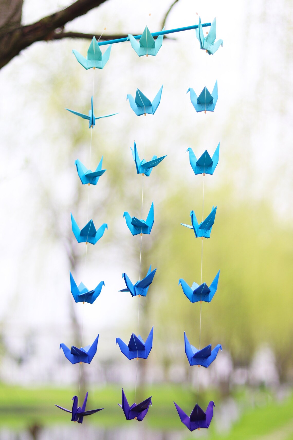 Baby Crib Mobile Gift Origami Paper Crane Shades Color Cot - Etsy