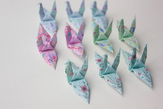 50 Small Flower Origami Cranes Floral Paper Bird Made of 8cm | Etsy