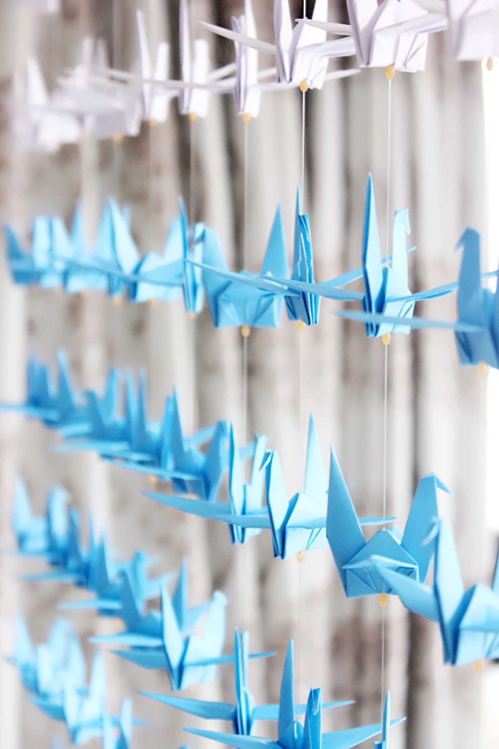 Origami Crane Backdrop: 200 Blue Shades Paper Birds Mobile - Etsy