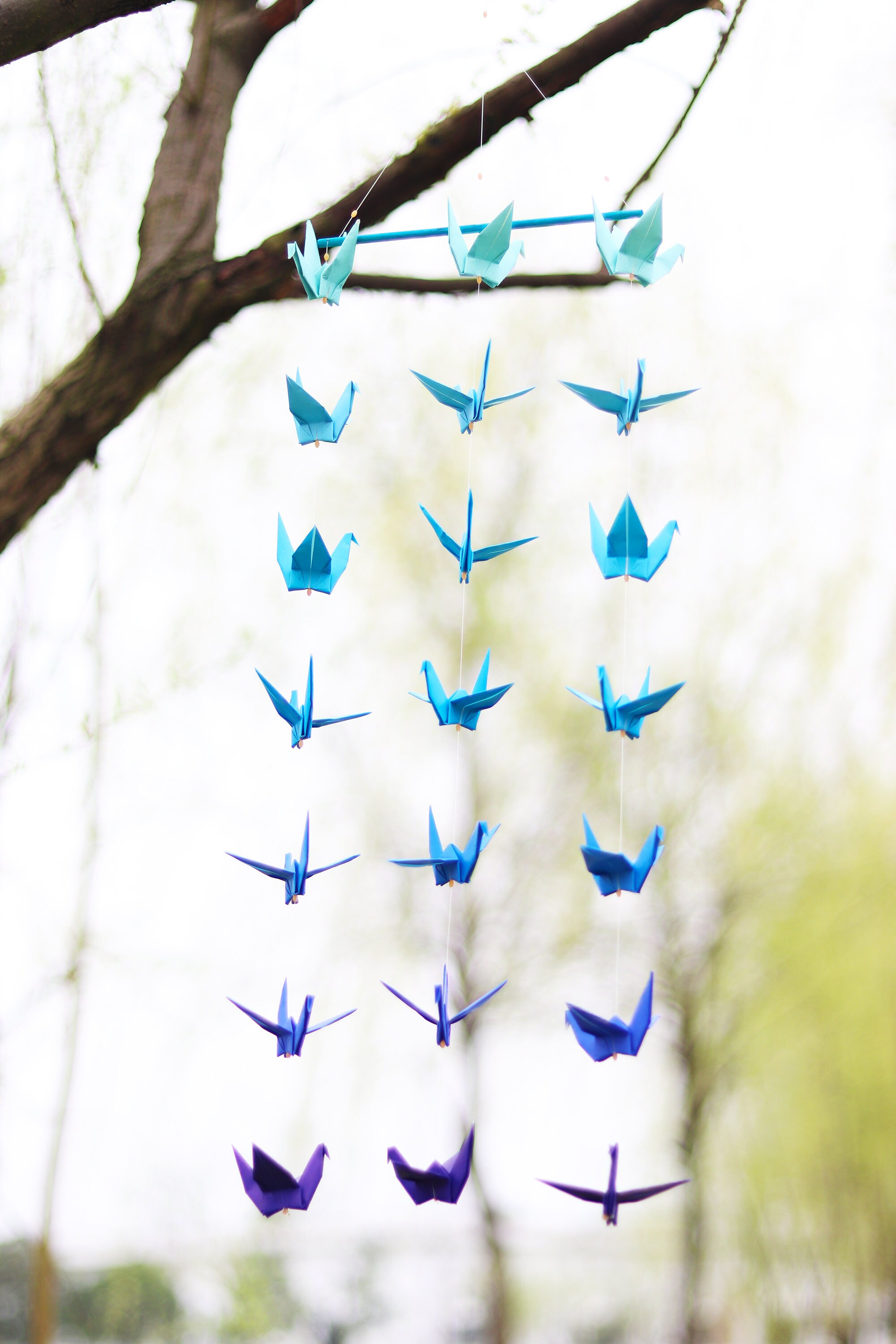 Baby Crib Mobile Gift Origami Paper Crane Shades Color Cot - Etsy
